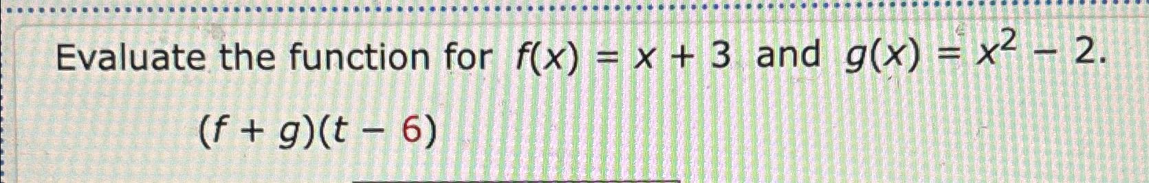 Solved Evaluate the function for f(x)=x+3 ﻿and | Chegg.com