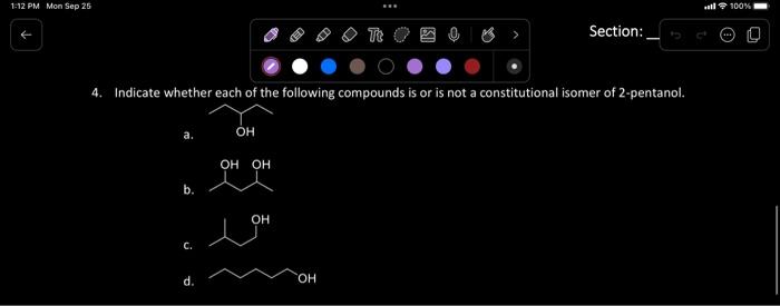Solved 4. Indicate whether each of the following compounds | Chegg.com