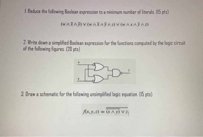 Solved 1. Reduce the following Boolean expression to a | Chegg.com