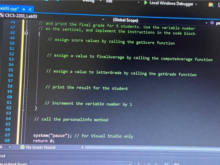 Solved . CECS-2203_Lab03 (Global Scope) personalinfo 1 6/ 2 | Chegg.com