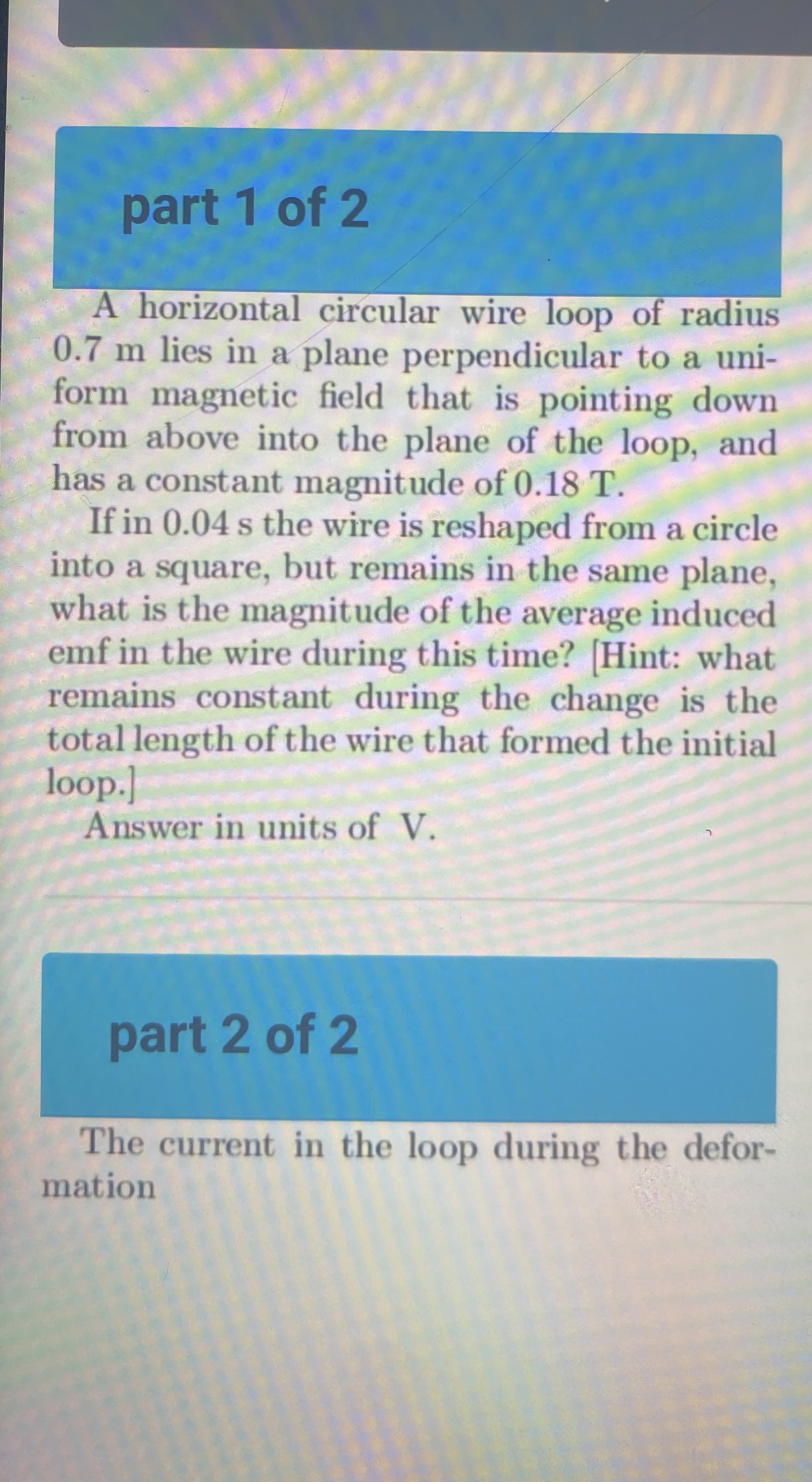 Solved How to solve part 1 ﻿of 2A horizontal circular wire | Chegg.com