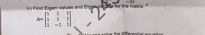 b) ﻿Find Eigen values and Eigen vectors for the | Chegg.com