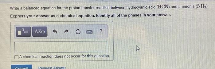 Solved Write a balanced equation for the proton transfer | Chegg.com