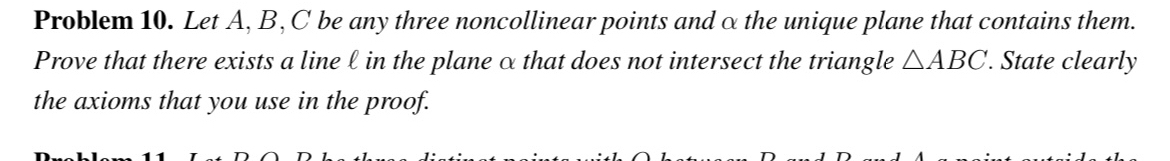 Solved Problem 10. ﻿Let A,B,C ﻿be any three noncollinear | Chegg.com
