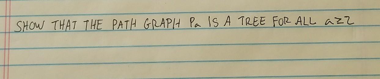 Solved SHOW THAT THE PATH GRAPH Pa IS A TREE FOR ALL azz | Chegg.com