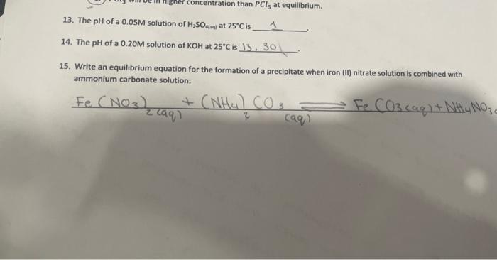 Solved 13. The pH of a 0.05M solution of H2SO4 aad at 25∘C | Chegg.com