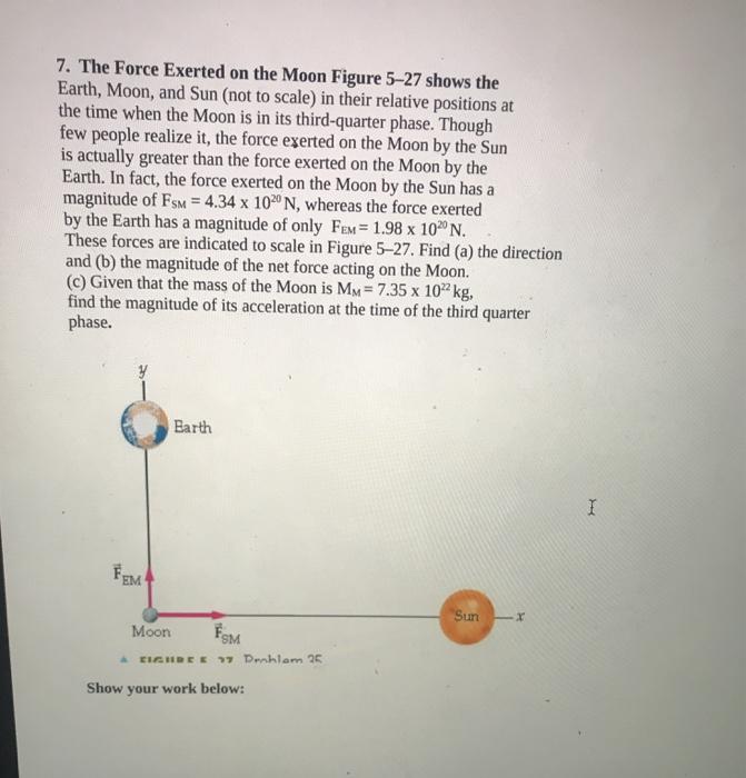 Solved 7. The Force Exerted on the Moon Figure 5-27 shows | Chegg.com