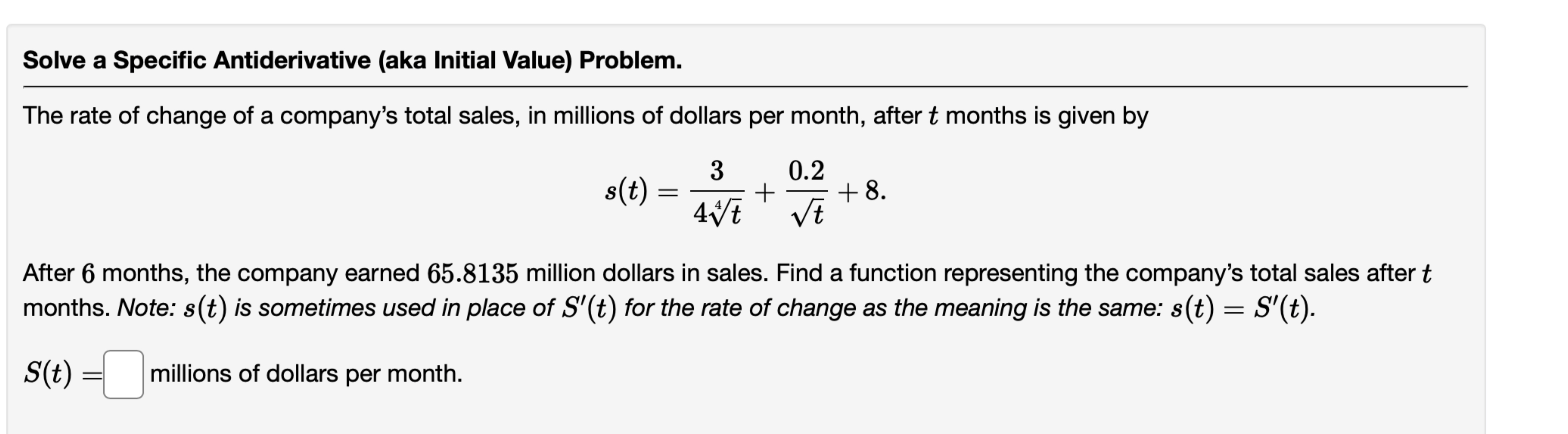 Solved Solve A Specific Antiderivative Aka Initial Value