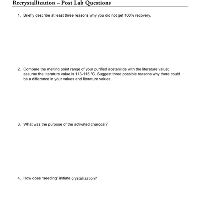 Solved Recrystallization is a purification technique for | Chegg.com