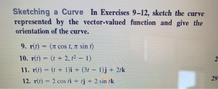 Solved Sketching a Curve In Exercises 9-12, sketch the curve | Chegg.com