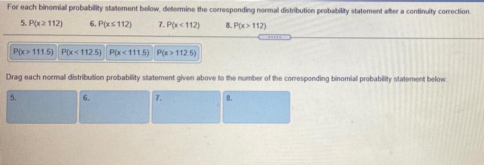 Solved For each binomial probability statement below, | Chegg.com