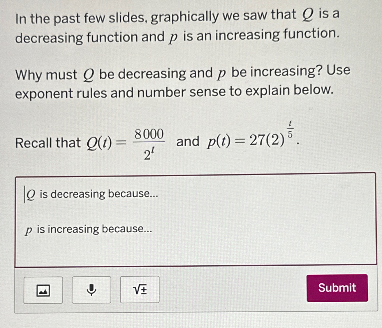 Solved In the past few slides, graphically we saw that Q ﻿is | Chegg.com