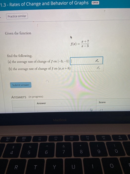 Solved 1.3 - Rates of Change and Behavior of Graphs OPEN | Chegg.com