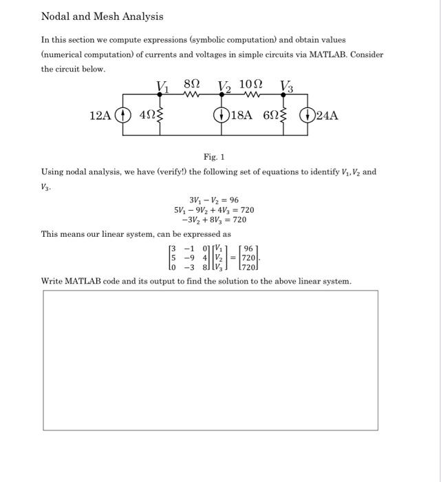 Solved Nodal and Mesh Analysis In this section we compute | Chegg.com