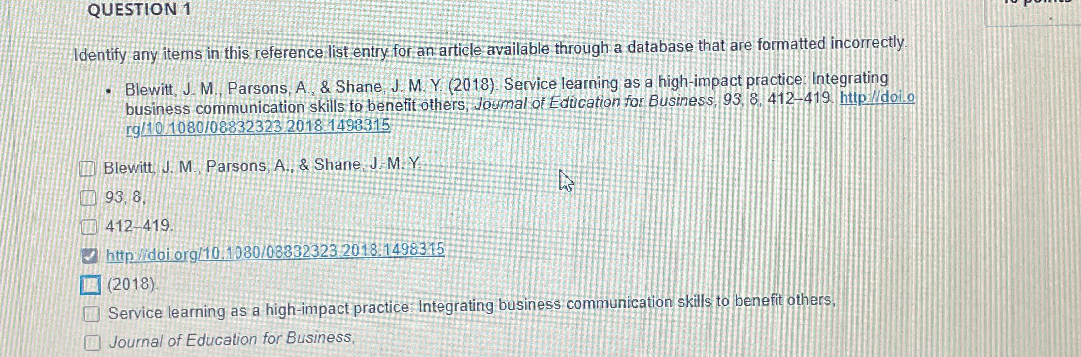 Solved QUESTION 1Identify any items in this reference list | Chegg.com