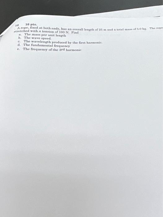 Solved 1010 pts. A rope, fixed at both ends, has an overall | Chegg.com