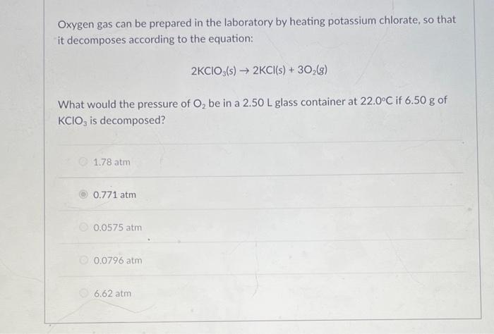 Percent Of Oxygen In Potassium Chlorate Lab Answers Solved 7