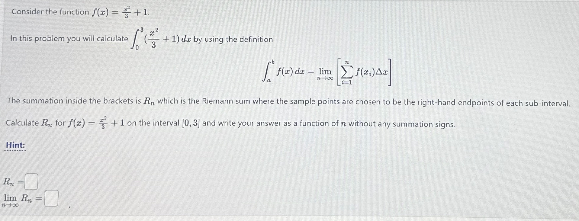 Solved Consider the function f(x)=x23+1In this problem you | Chegg.com