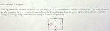 Solved arrent Attempt is Progress battery 2 ? ﻿Is energy | Chegg.com