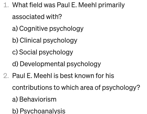 Solved What field was Paul E. ﻿Meehl primarily associated | Chegg.com