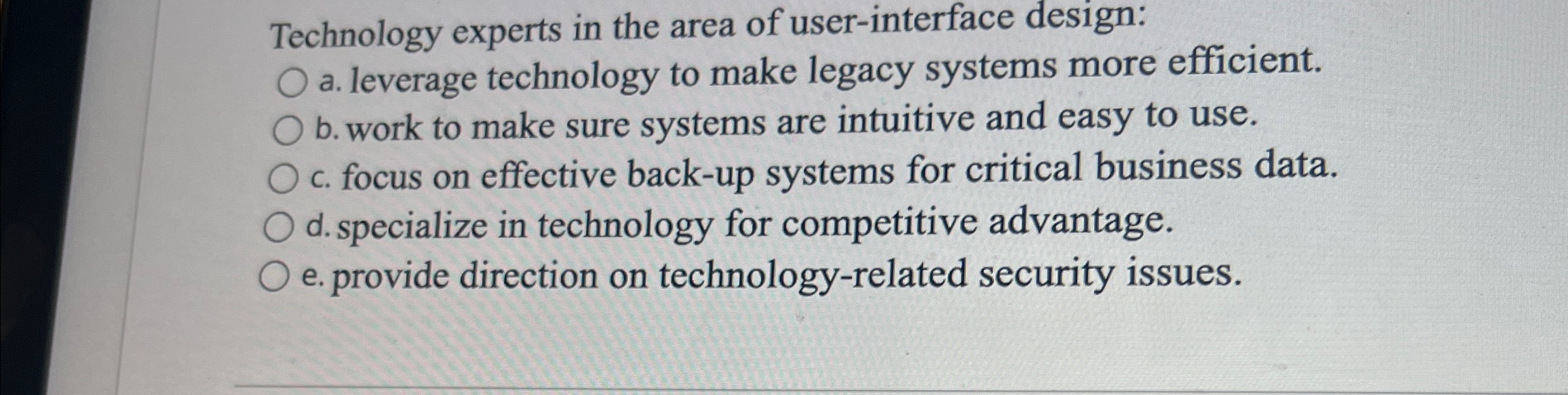 Solved Technology experts in the area of user-interface | Chegg.com