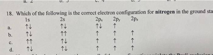 Solved 18 Which Of The Following Is The Correct Electron