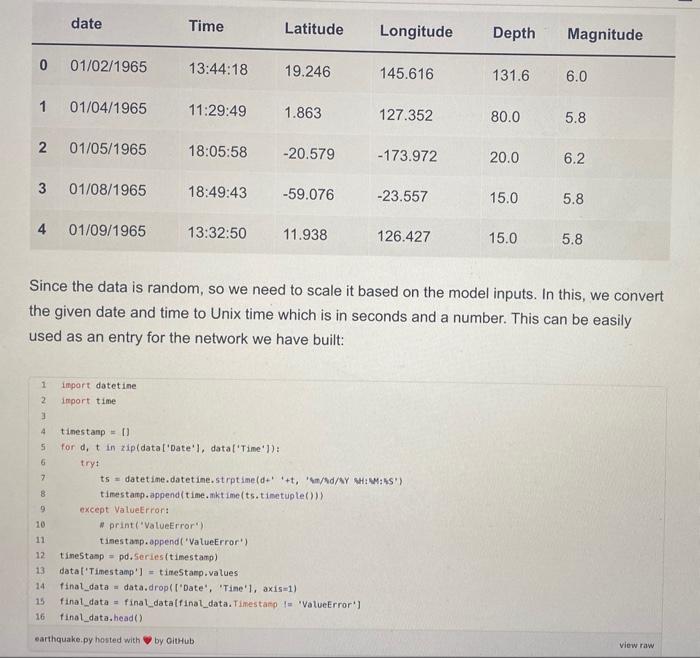 Solved Earthquake Prediction Model with Machine Learning | Chegg.com