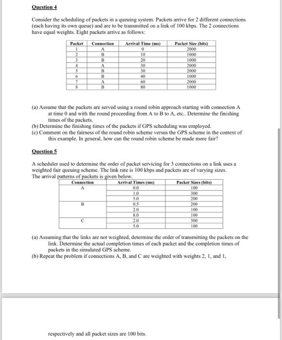 Solved Consider the scheduling of packets in a queuing | Chegg.com