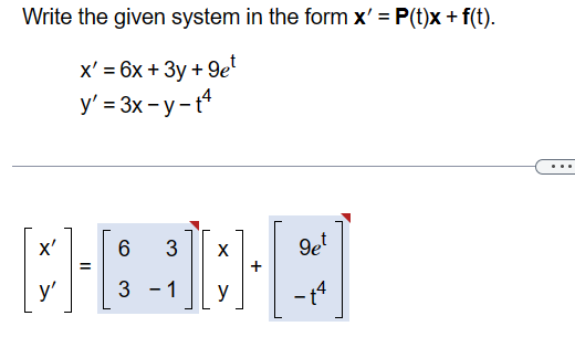 Solved Write the given system in the form | Chegg.com