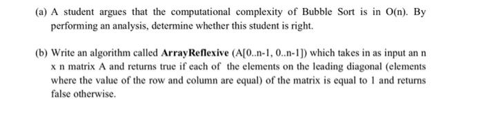 Solved (a) A student argues that the computational | Chegg.com