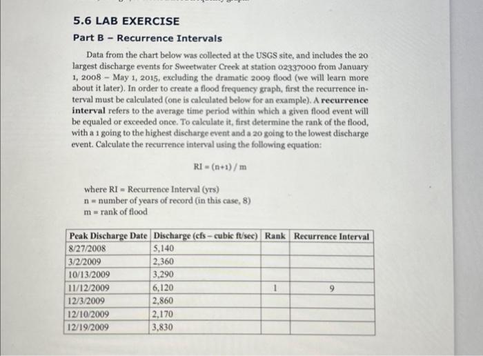 Solved RI=(n+1)/m where RI= Recurrence Interval (yrs) n= | Chegg.com