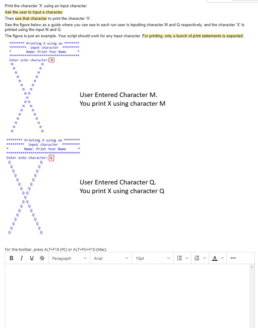 Solved Print the character ' x ' ﻿using an input | Chegg.com