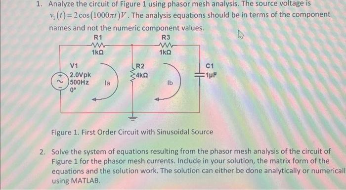 Solved 1. Analyze the circuit of Figure 1 using phasor mesh | Chegg.com