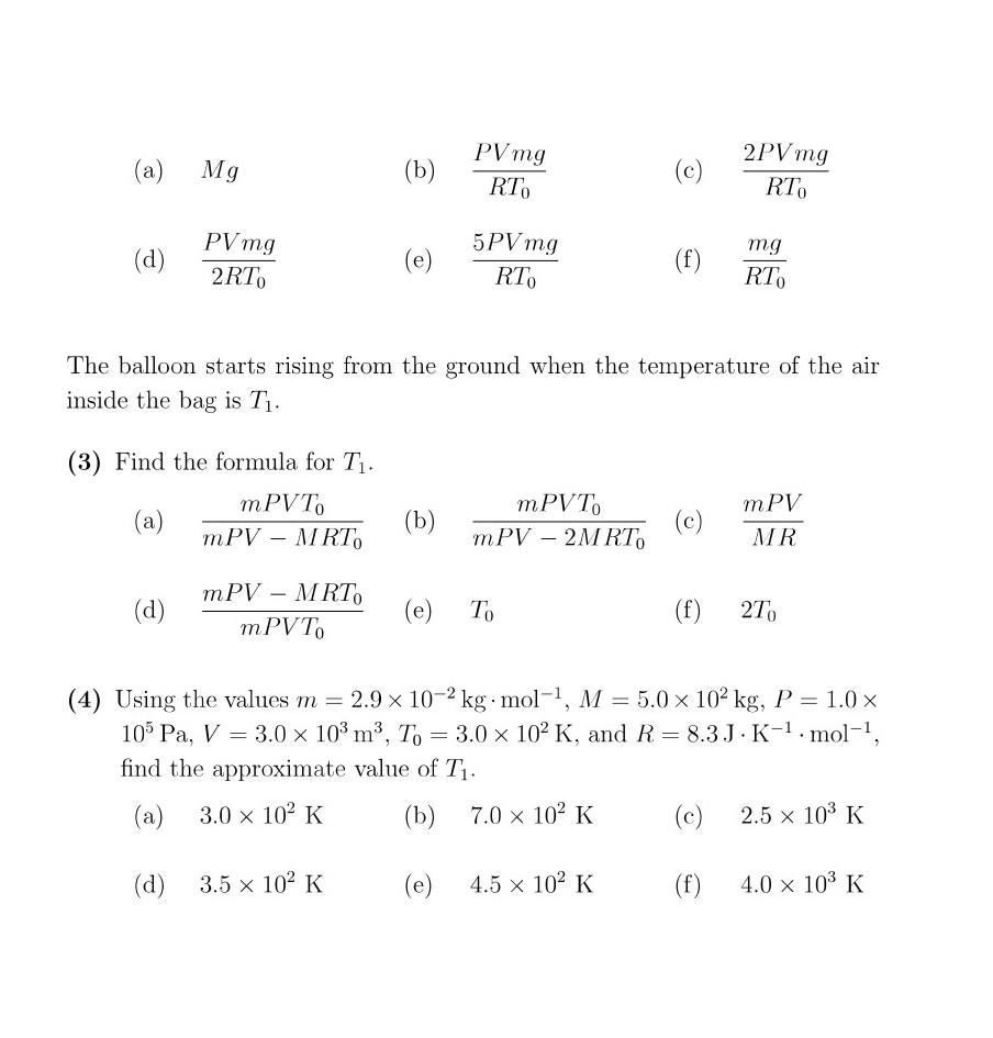 Solved 4. A hot air balloon of mass M is shown in Fig. 4. | Chegg.com