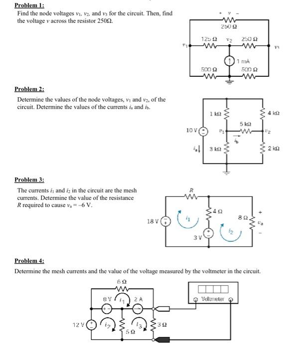 Solved Problem 1: Find the node voltages v1,v2 and v3 for | Chegg.com