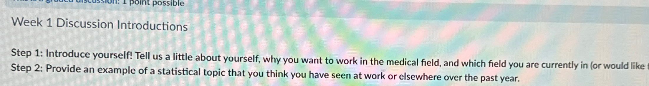 Solved Week 1 ﻿Discussion IntroductionsStep 1: Introduce | Chegg.com