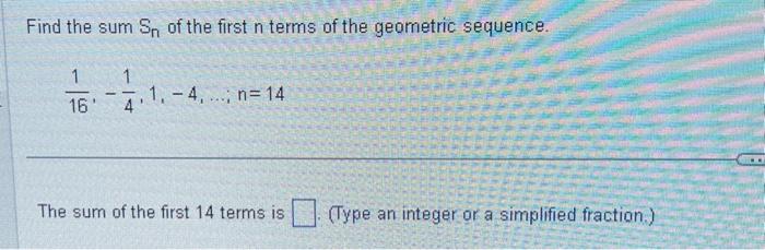 Solved Find the sum Sn of the first n terms of the geometric | Chegg.com