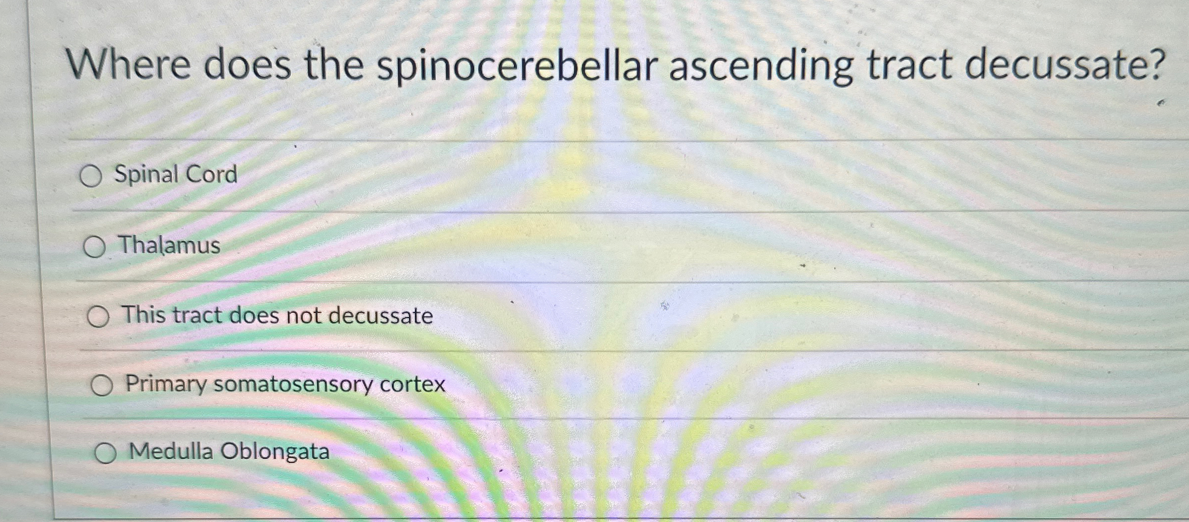 Solved Where does the spinocerebellar ascending tract | Chegg.com