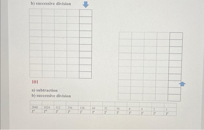 Solved b) successive division 101 a) subtraction b) | Chegg.com