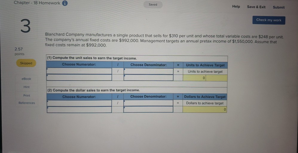 Solved Sava Help Save & Exit Submit Check my work 1 Nombre | Chegg.com