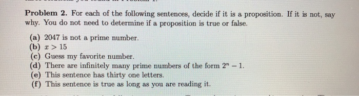 Solved Problem 2. For each of the following sentences, | Chegg.com