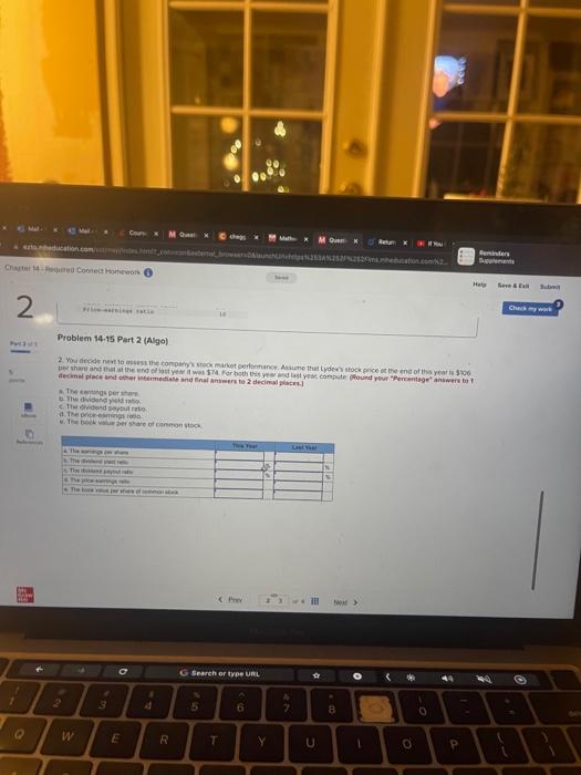 Problem 14-15 Part 2 (Algo) b. The distend yeid | Chegg.com