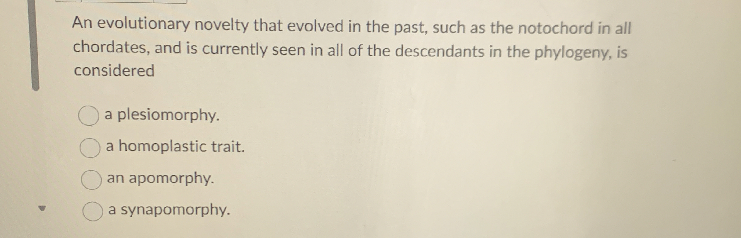 Solved An evolutionary novelty that evolved in the past, | Chegg.com