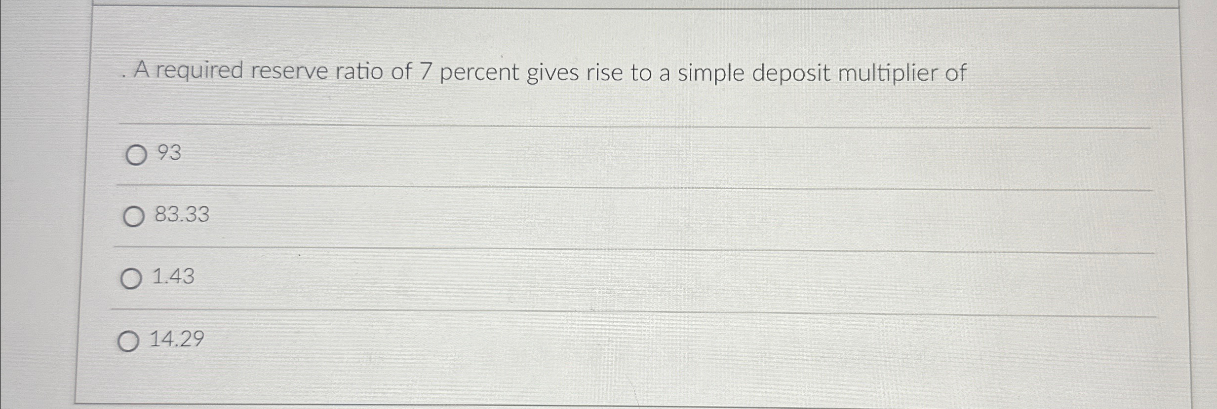 Solved A required reserve ratio of 7 ﻿percent gives rise to | Chegg.com