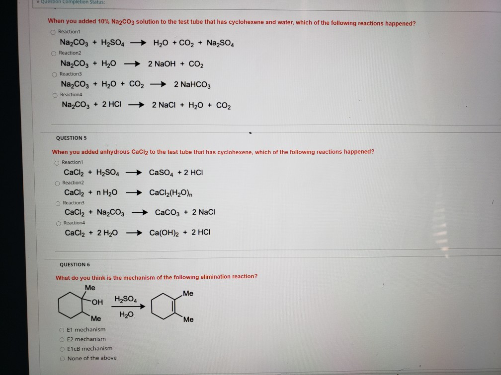 Solved Question completion Status: When you added 10% Na2CO3 | Chegg.com