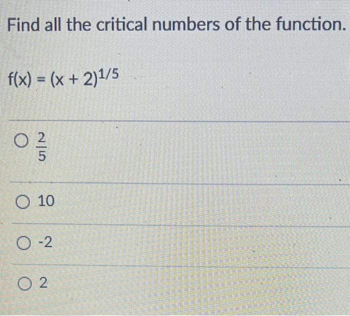 Solved Find all the critical numbers of the function. | Chegg.com