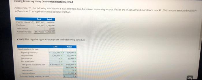 Solved Valuing Inventory Using Conventional Retail Method A. | Chegg.com