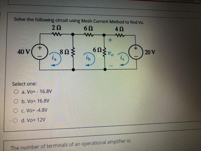 Solved Solve the following circuit using Mesh Current Method | Chegg.com