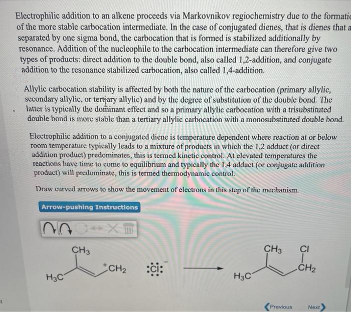 Solved Electrophilic addition to an alkene proceeds via | Chegg.com