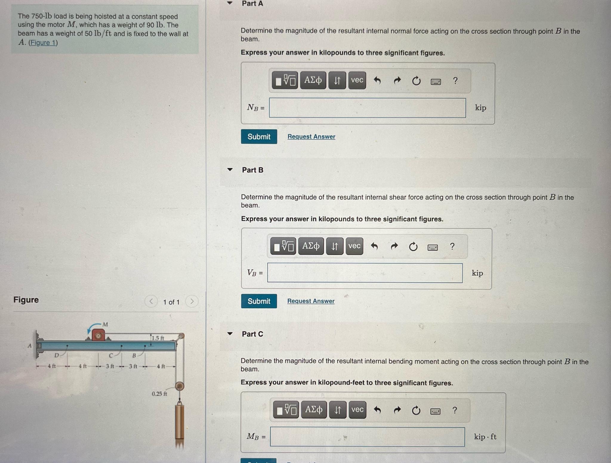 Solved The 750-1b ﻿load is being hoisted at a constant speed | Chegg.com